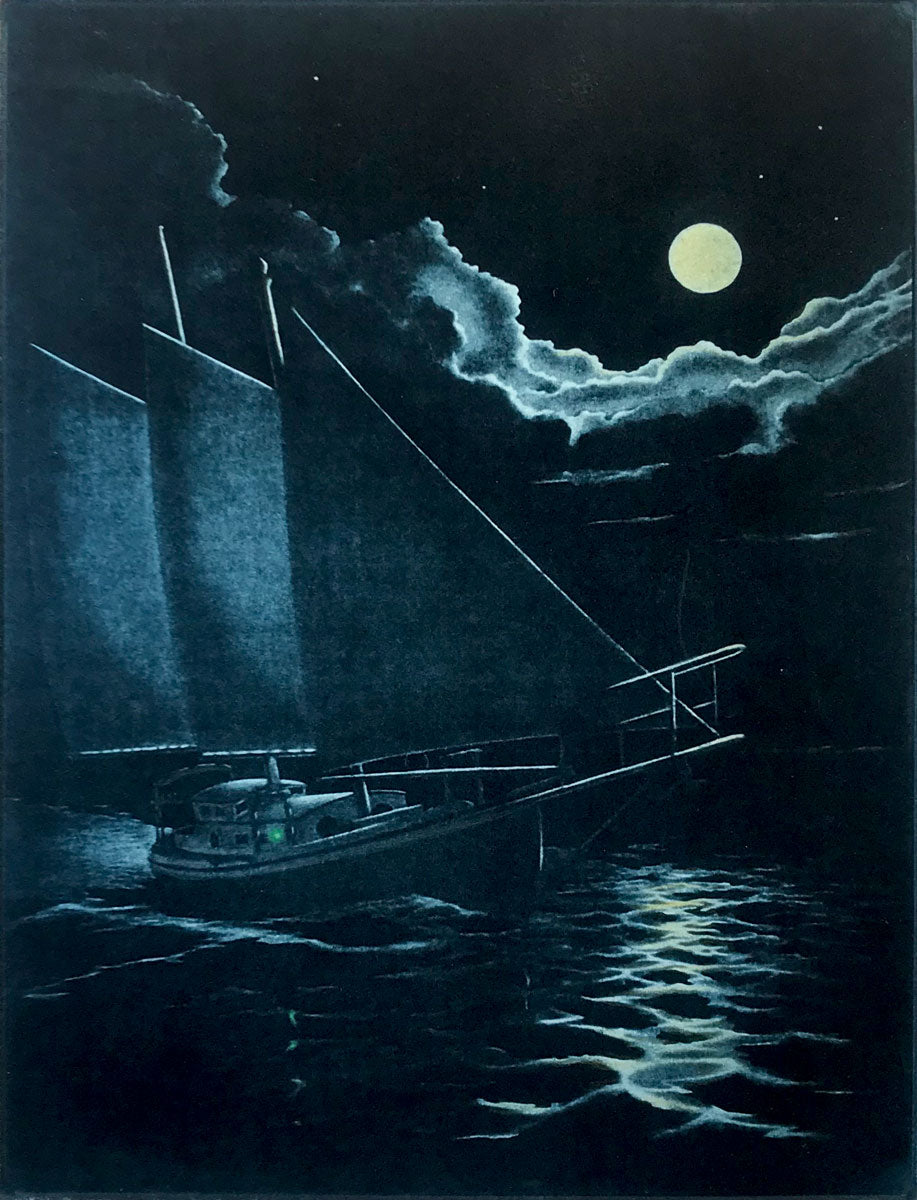 Etching | Moon Ship | Sailboat | Robert Mason | Prentice Gallery